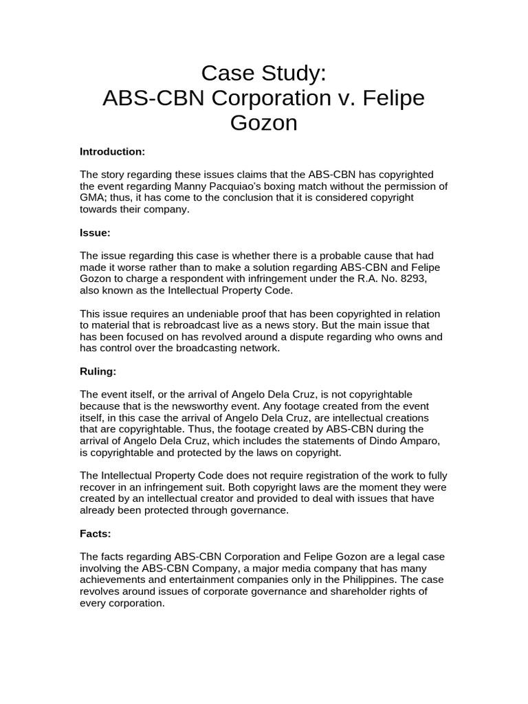 Case Study ABS-CBN and Felipe Gozon | PDF
