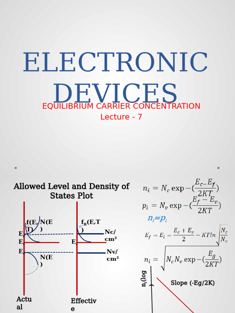 Lecture 9 Eq Carrier Conc. 7 | PDF | Semiconductors | Doping (Semiconductor)