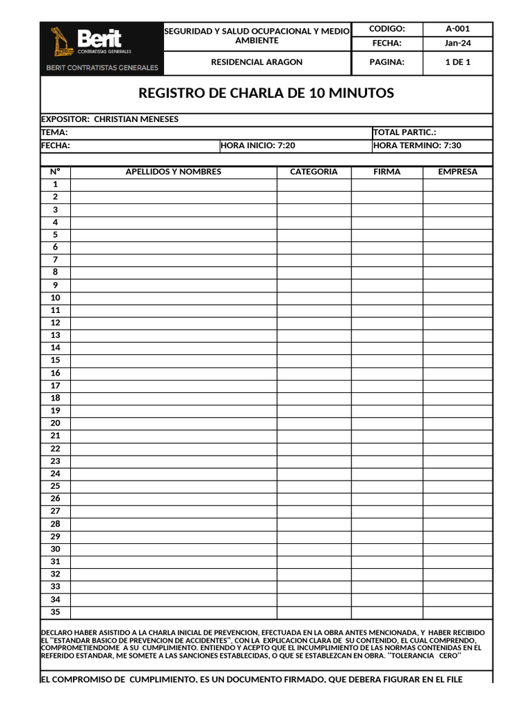 Formato Charla 2024 | PDF