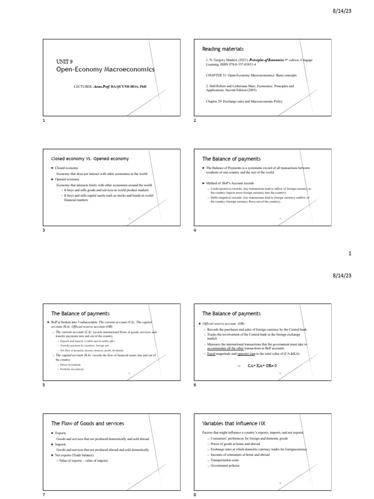 Open-Economy Macroeconomics Guide | PDF | Balance Of Trade | Balance Of ...