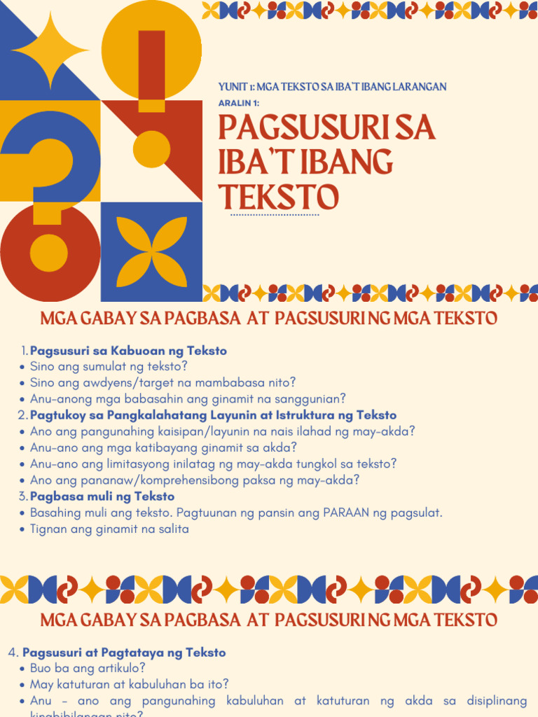 Yunit 1 Filipino 3 | PDF