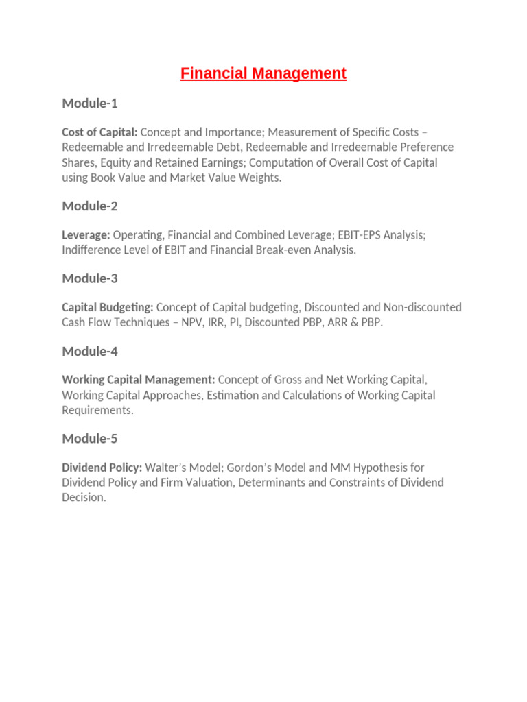 Financial Management | PDF | Finance & Money Management