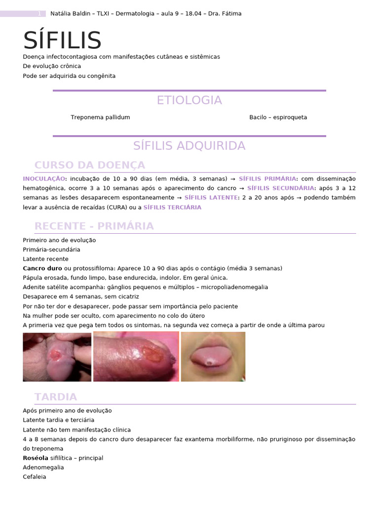 Sintomas e Tratamento da Sífilis Feminina | PDF | Doenças de animais ...