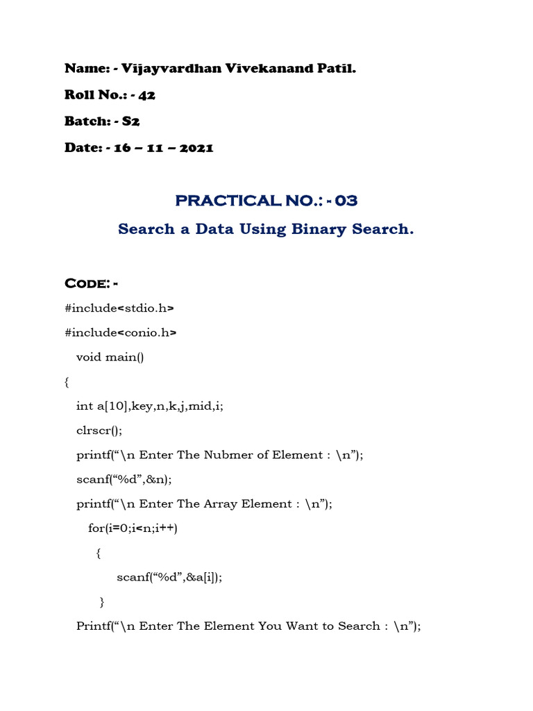 Dsu - Practical No. - 03 | PDF | Computers