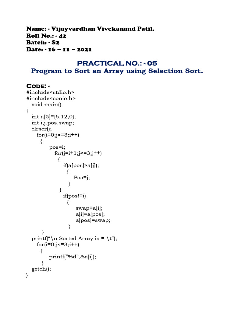 Dsu - Practical No. - 05 | PDF