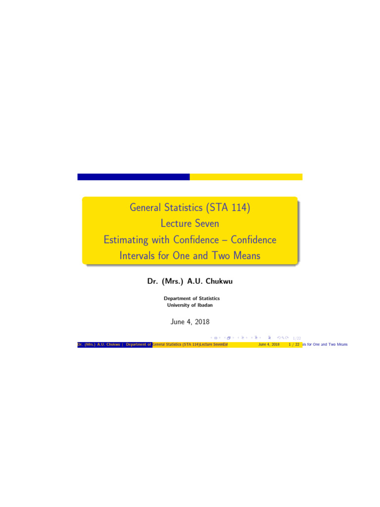 Open Lecture 7 - Confidence Interval | PDF | Confidence Interval | Statistics