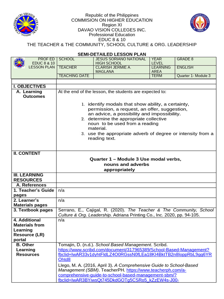 GROUP-8-LESSON-PLAN | PDF | Governance | Teachers