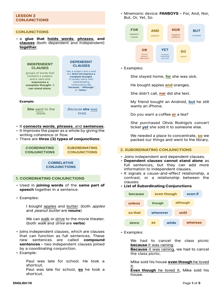 Module 2 - Conjunctions & Conjunctive Adverbs | PDF | Adverb | Semantic Units