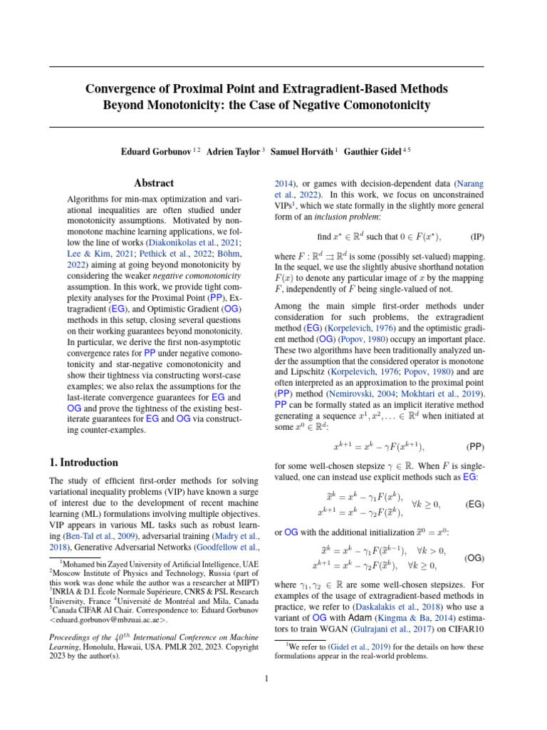 Convergence of Proximal Point and Extragradient-Based Methods Beyond ...