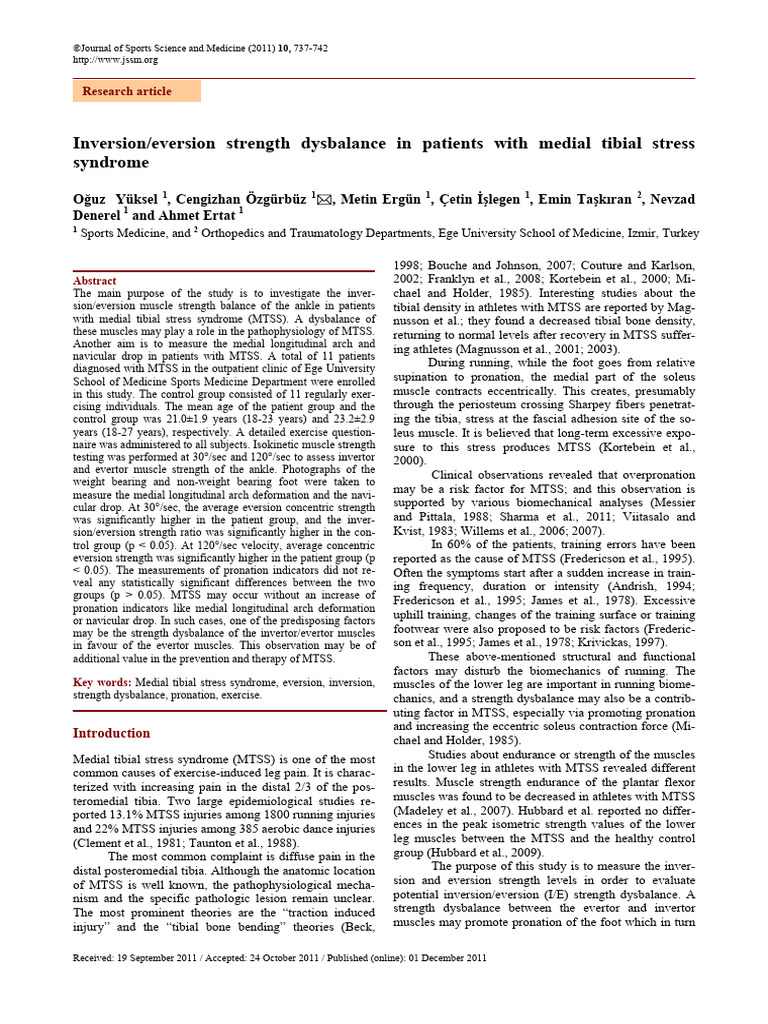 Inversion/eversion Strength Dysbalance in Patients With Medial Tibial ...