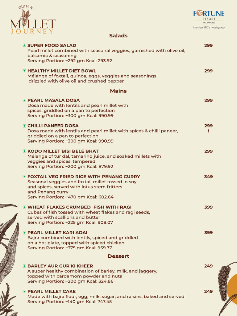 Millet Menu A4 | PDF | Cereals | Crops