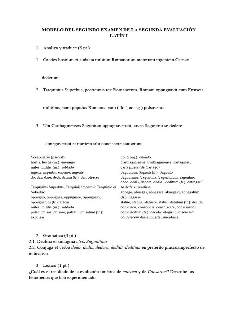 Modelo Del Segundo Examen de La Segunda Evaluación | PDF
