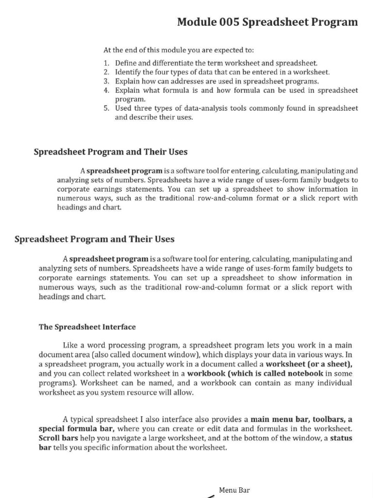 Week 6 - Spreadsheet Program | PDF | Spreadsheet | Worksheet