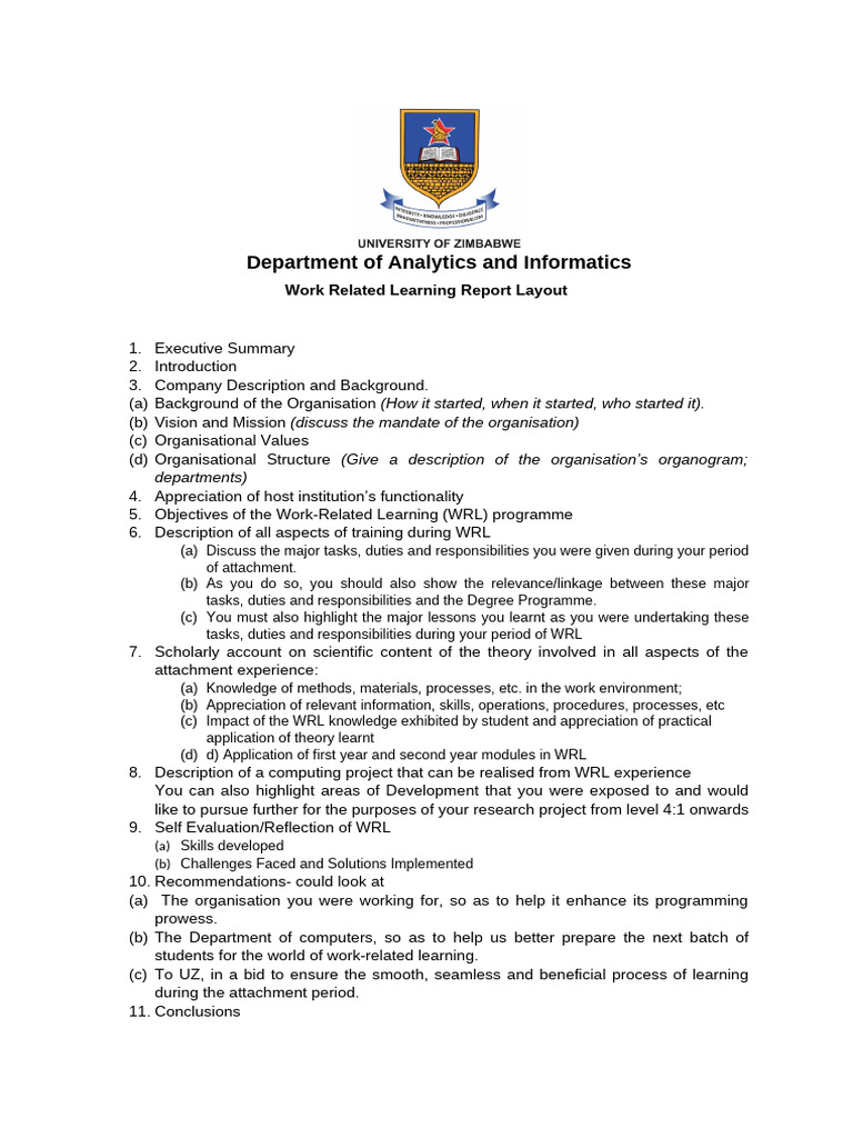 Work-Related Learning Report Guide | PDF | Business