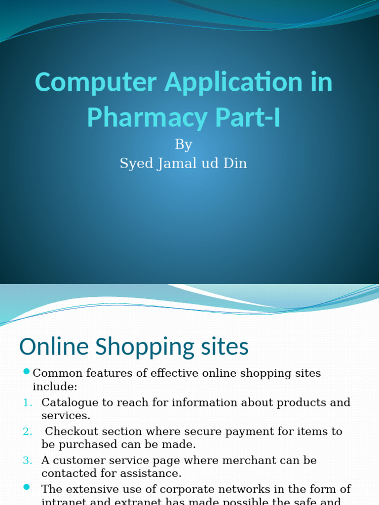 Pharmacy Applications Lecture | PDF | Computer Network | Internet