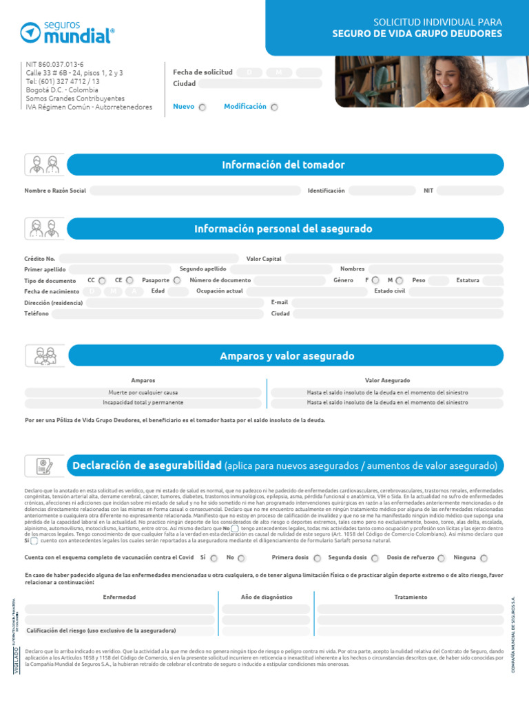 Formulario Seguro Vida Deudores VF | PDF | Póliza de seguros | Seguro