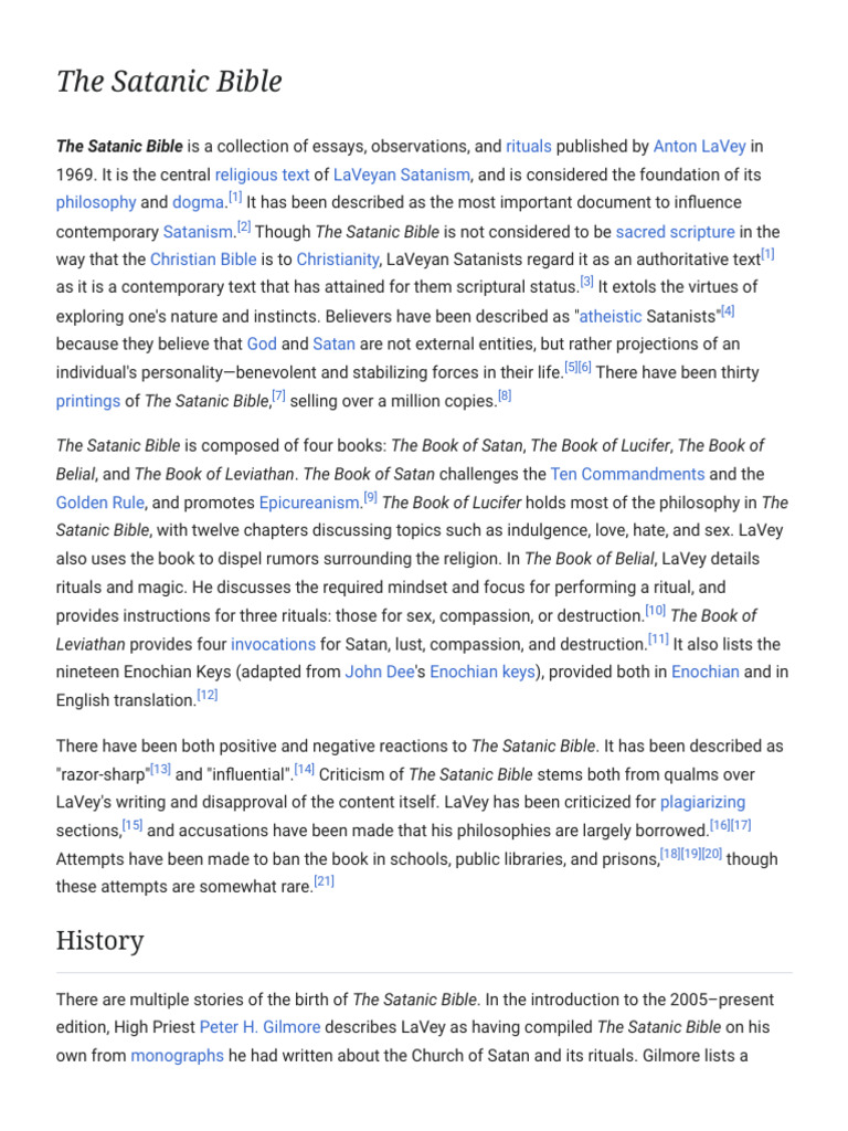 Overview of The Satanic Bible | PDF | Satanism | Satan