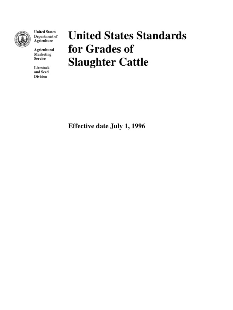 United States Standards For Grades of Slaughter Cattle | PDF | Bull ...