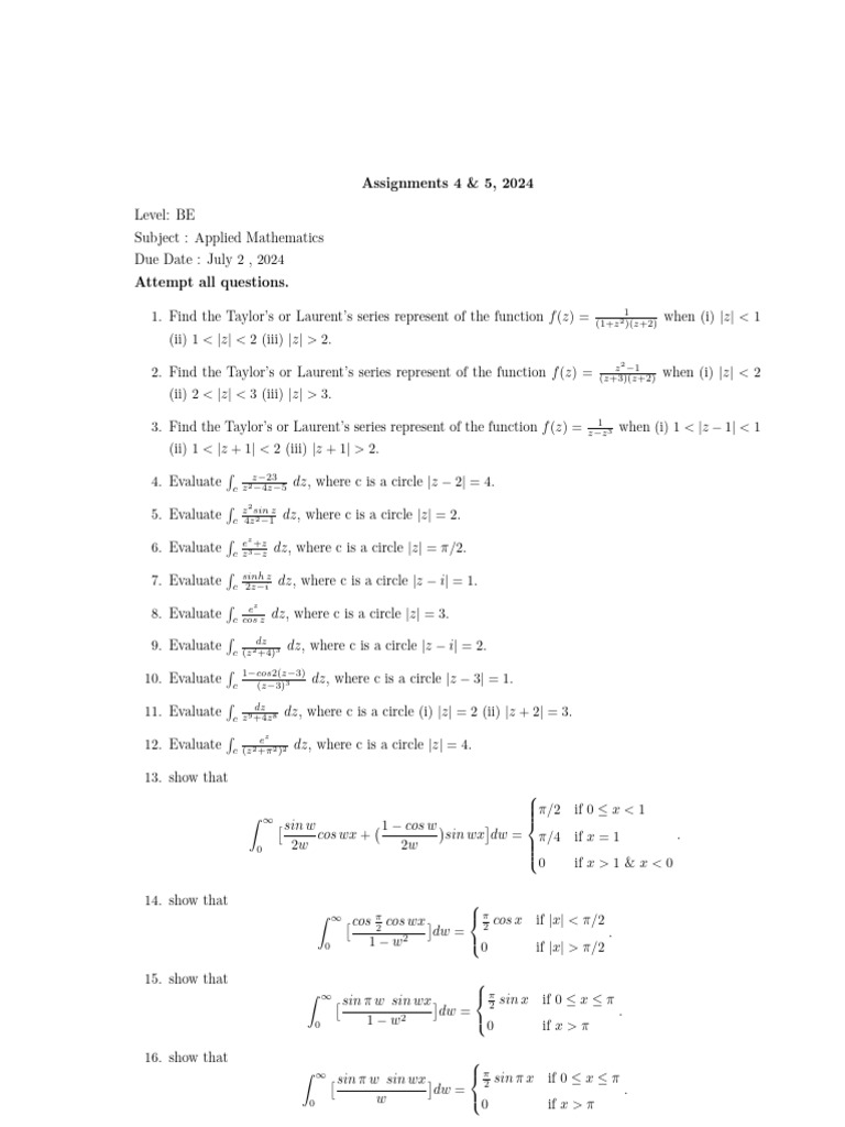 Applied Maths Assignments 4 5 | PDF | Harmonic Analysis | Elementary Geometry