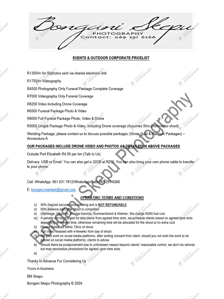 Events Or Outdoor Corporate Prices List And Packages 25 01 2024 PDF