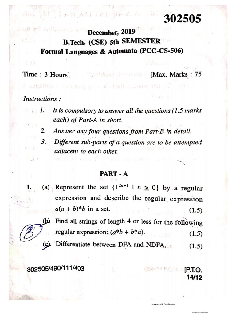 5th Semester Question Paper | PDF