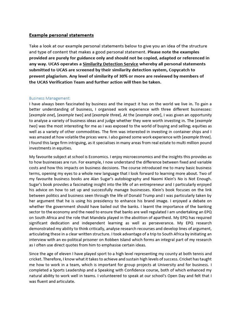 Personal Statement Examples | PDF | Pharmacy | Analgesic