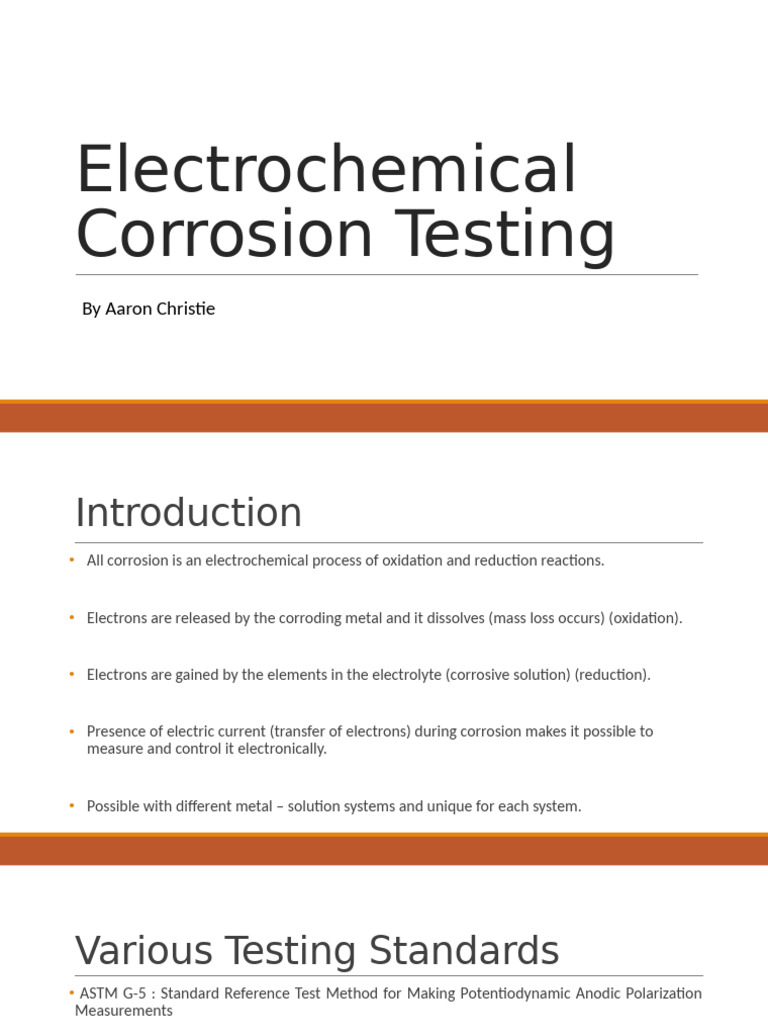 Electrochemical Corrosion Testing Overview | PDF | Electrochemistry ...