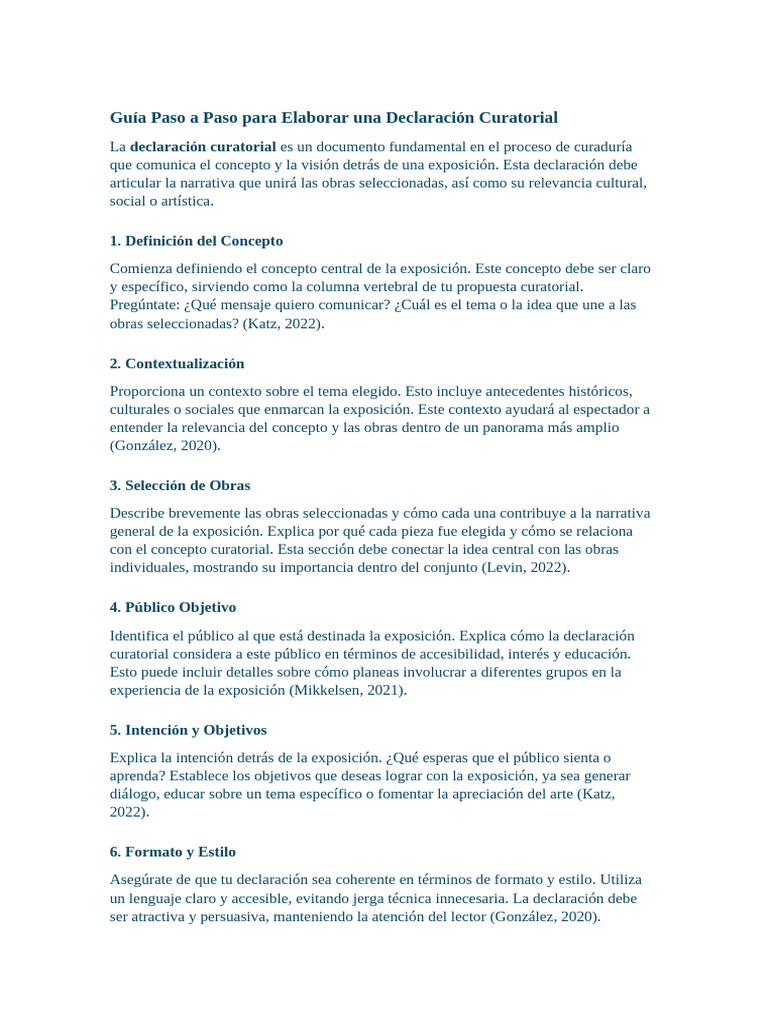 Declaración Curatorial | PDF