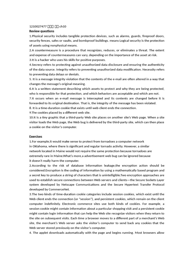电商ch10课后题111 | PDF | Encryption | Public Key Cryptography