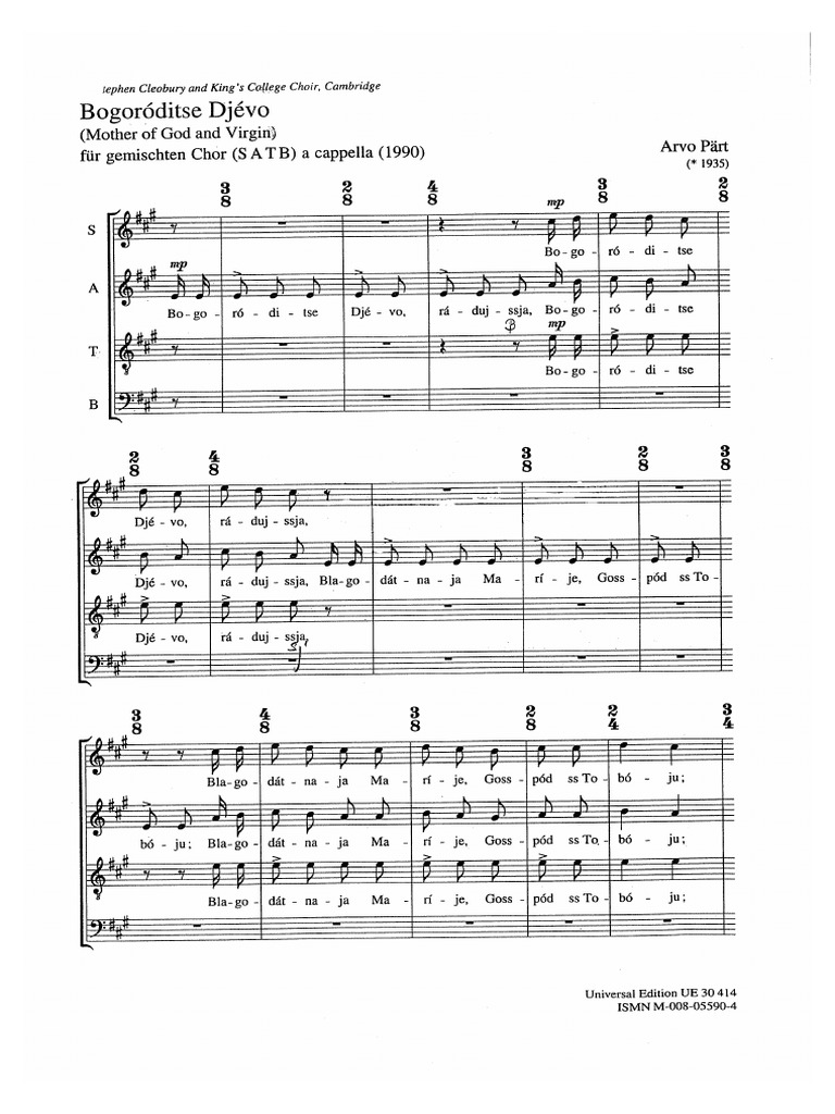 Arvo Part - Bogoroditse | PDF