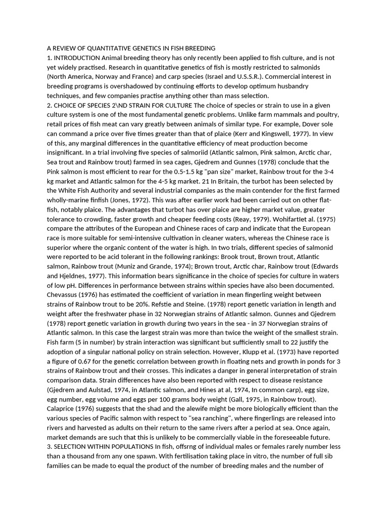 A Review of Quantitative Genetics in Fish Breeding 1 | PDF ...