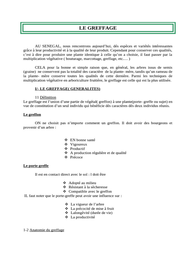Techniques de Greffage des Plantes | PDF | Greffe (botanique ...