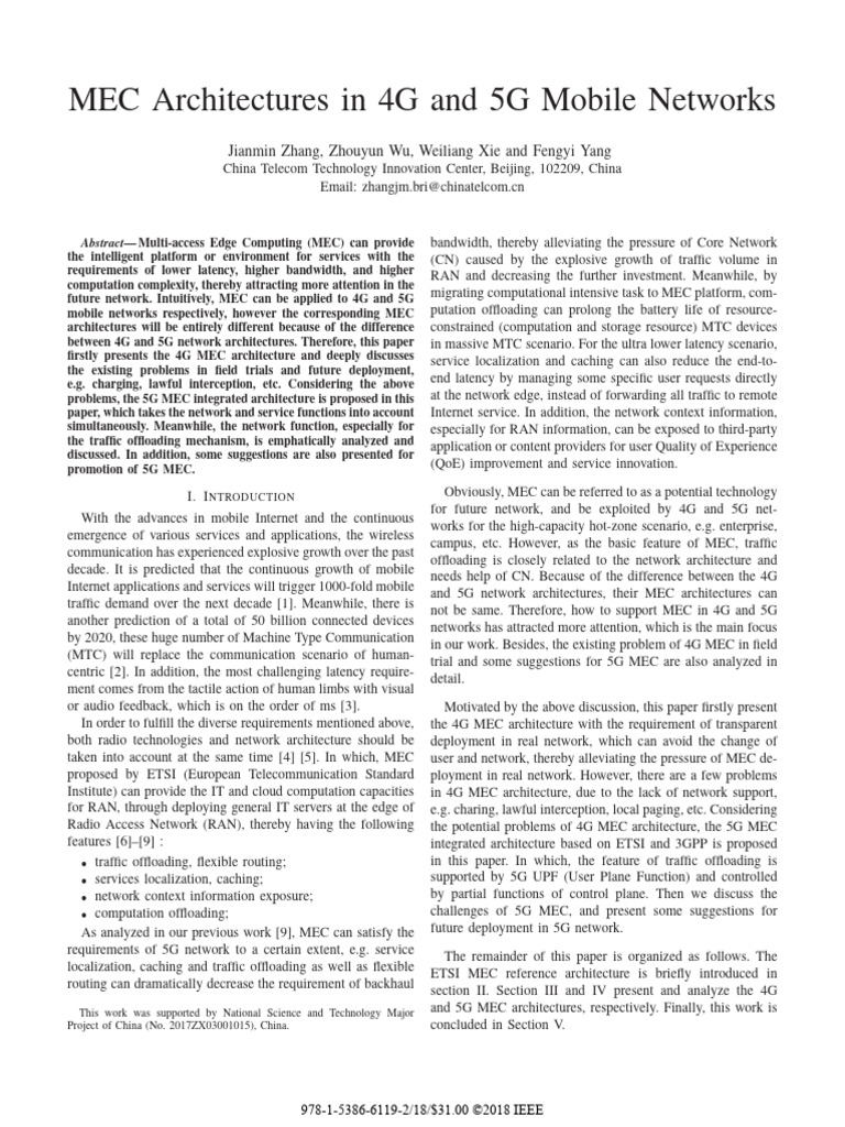 MEC Architectures in 4G and 5G Mobile Networks | PDF | Computer Network | Information And ...