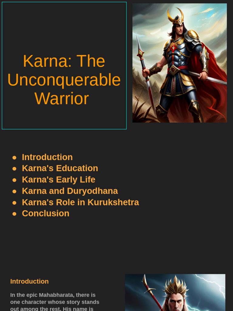 Karna - The Unconquerable Warrior | PDF | Mahabharata | Vaishnava Texts