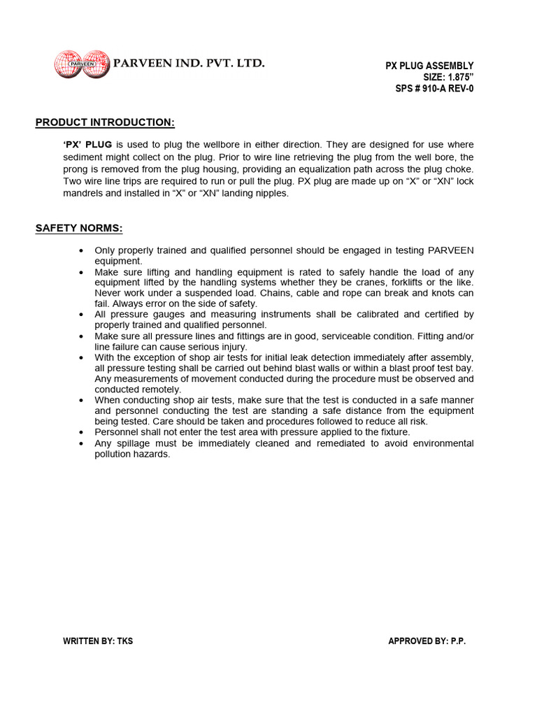 PX Plug Manual - 1.875 | PDF | Corrosion