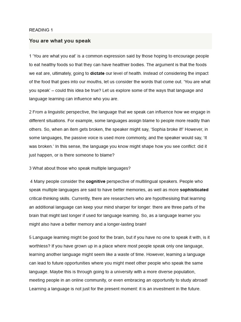 Reading Exam Question Sheet | PDF | Multilingualism | Learning