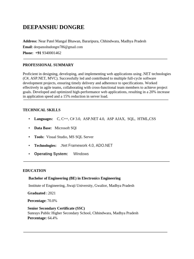 Deepanshu Resume | PDF | Computers