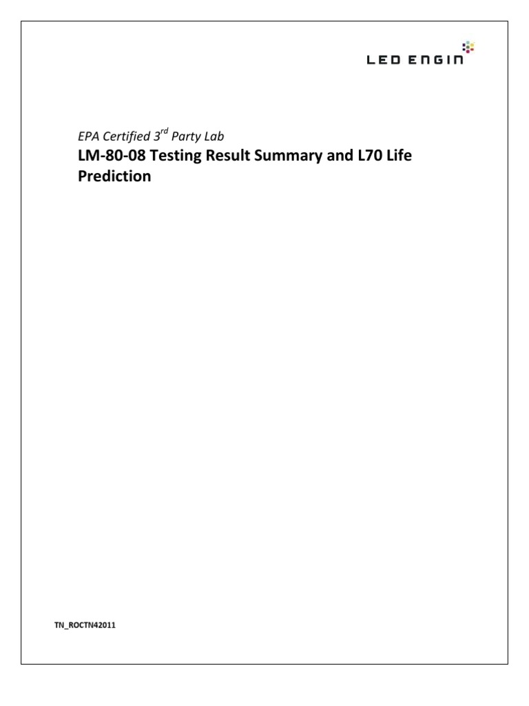 Technical Note - LM-80 Testing Result Summary and Life Time Prediction ...