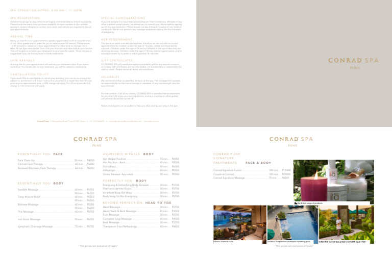 Conrad-Spa-Menu-Price-NEW-1 | PDF | Pregnancy | Massage