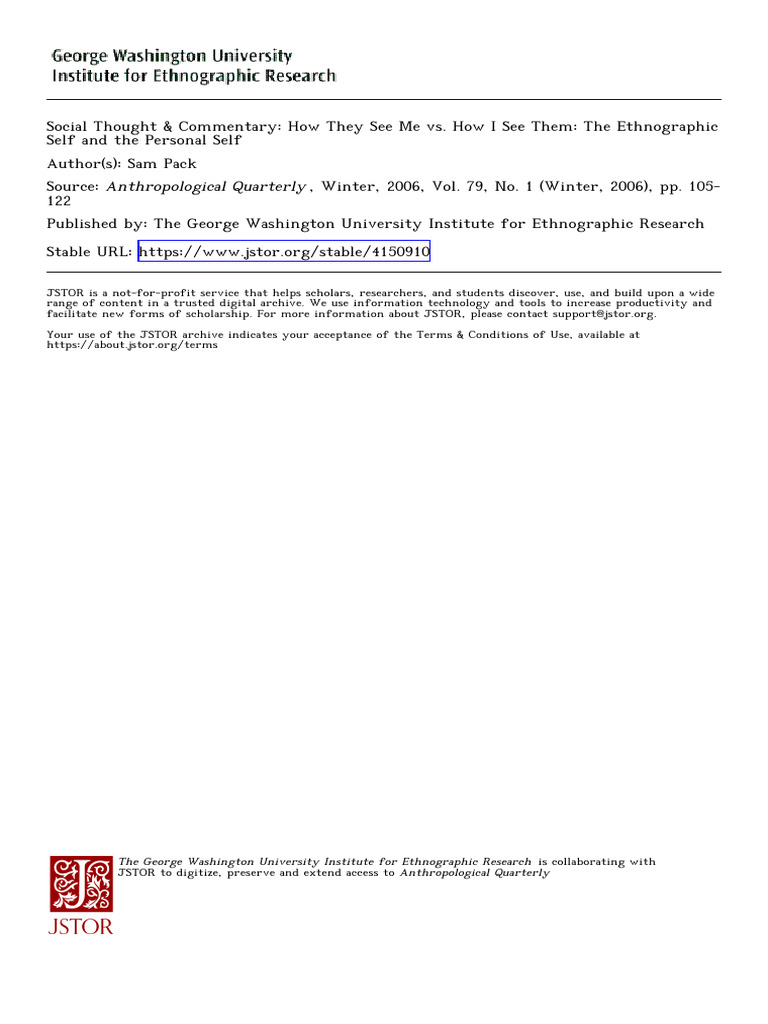 16.10 - S. Pack, How They See Me vs. How I See Them | PDF | Ethnography ...