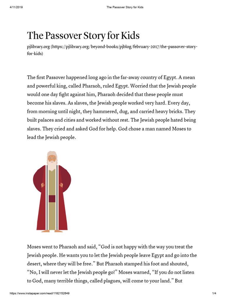 Passover Story for Children Explained | PDF | The Exodus | Passover