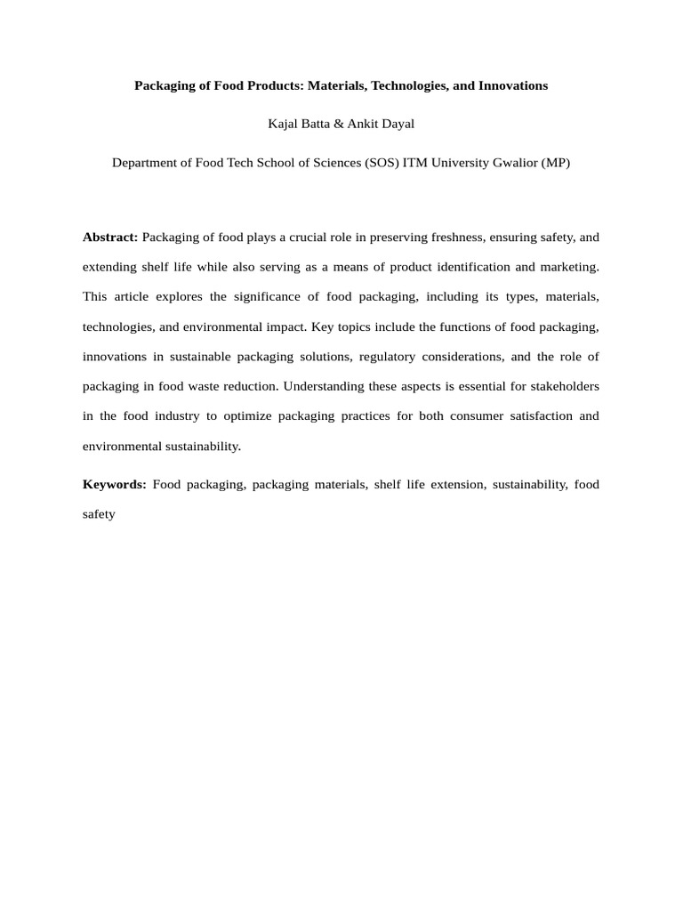 Innovations in Food Packaging Solutions | PDF | Packaging And Labeling ...