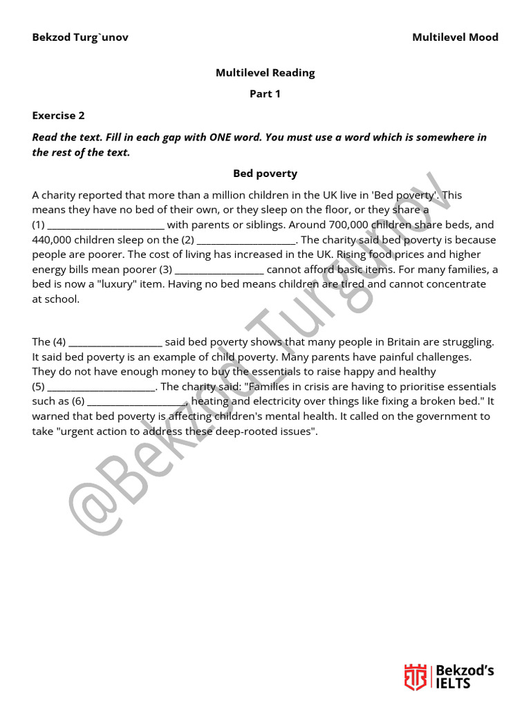 Multilevel Reading Part 1 - Exercise 2 | PDF | Foreign Language Studies
