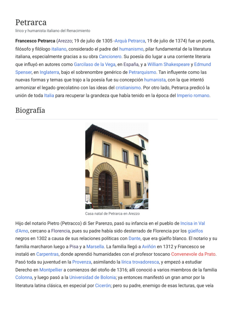 Biografía de Francesco Petrarca | PDF