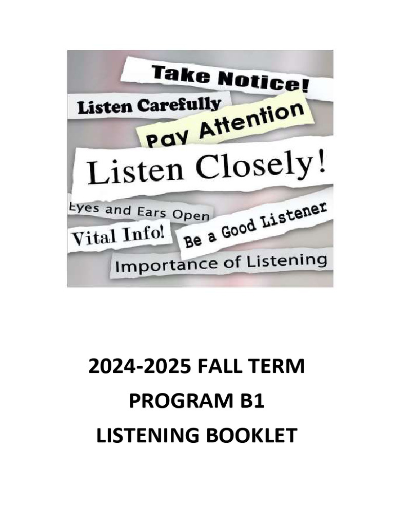 Listening Booklet for Fall 2024-2025 | PDF | One Direction | Lion