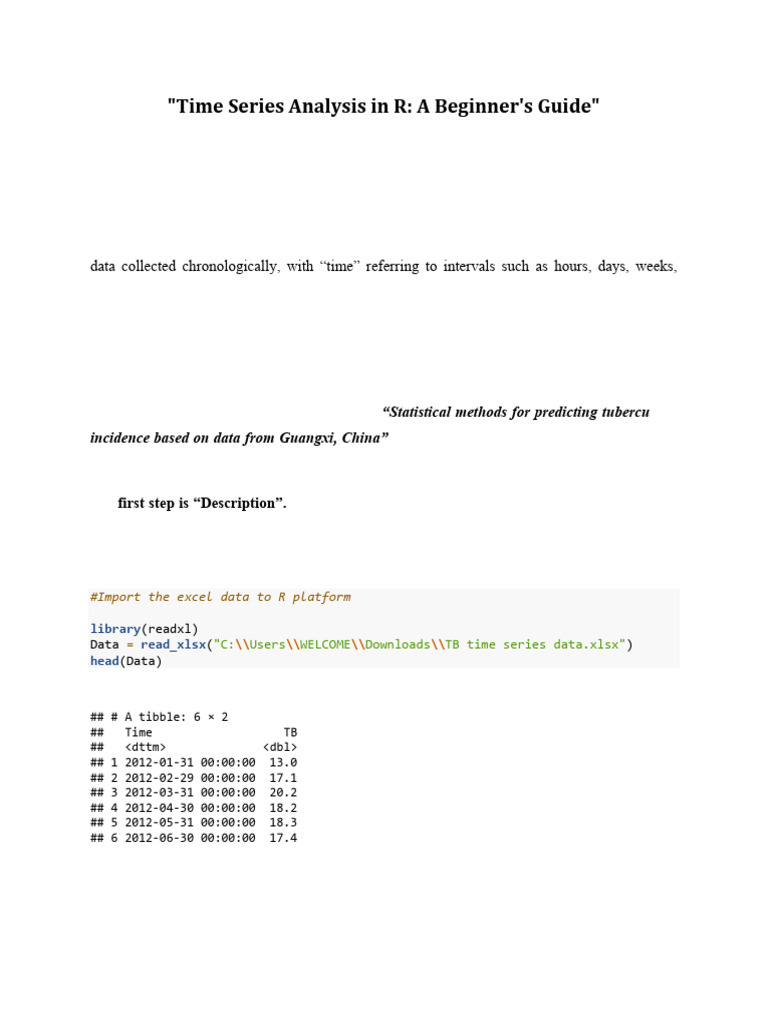 Time Series Analysis in R A Beginner's Guide | PDF | Autoregressive ...