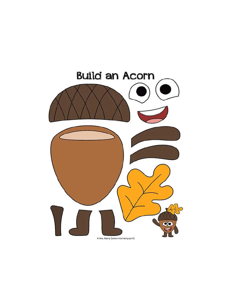 Build An Acorn - Activitiy For Kids - JPG | PDF
