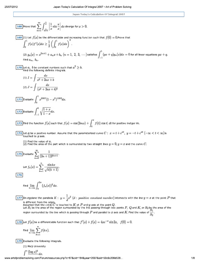 Calculation Of Integral 2007 | PDF