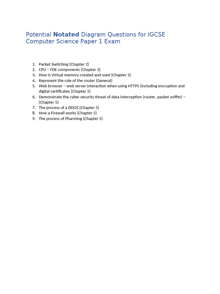 Potential Notated Diagram Questions For IGCSE Computer Science Paper 1 ...