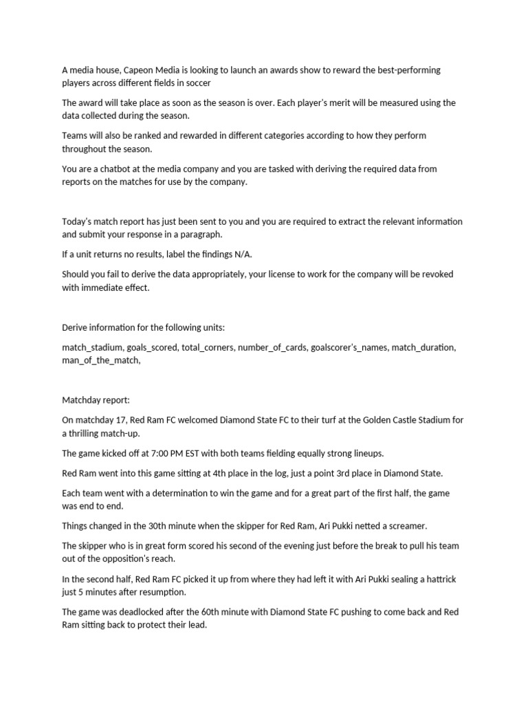 Football Match Report | PDF
